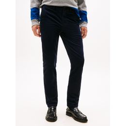 Stoffhose Tommy Hilfiger "PANTS", Herren, Gr. 32, Länge 32, schwarz night navy cord, Web, Obermaterial: 98% Baumwolle, 2% Elasthan, unifarben, straight fit lang, Hosen, Straight fit