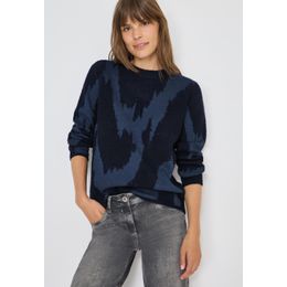 Rundhalspullover Cecil, Damen, Gr. L (42), urban dunkelblau, Strick, Obermaterial: 65% Polyester, 35% Baumwolle, gemustert, regular fit normal, Rundhals, gerader Abschluss, Pullover, mit Muster