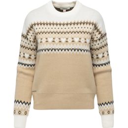 Norwegerpullover Ragwear "Oslana", Damen, Gr. L (40), sand, Strick, Material: 60% Baumwolle; 40% Acryl, Basic, gerade hüftlang, hoch geschlossener Ausschnitt, eng Rippstrickbündchen, Pullover, Warmer Norweger Damen Strickpullover