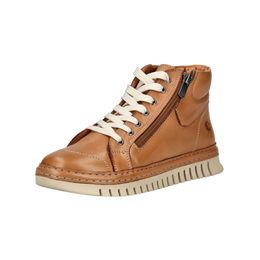 Schnürstiefelette COSMOS Comfort "COSMOS Comfort Stiefelette Leder", Damen, Gr. 37, cognac, Leder, Schuhe