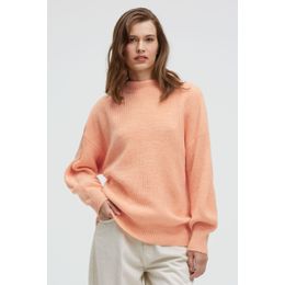 Rundhalspullover SENSES.THE LABEL, Damen, Gr. XL/XXL, peach nectar, Rippstrick, Material: 80% Polyacryl, 20% Polyester, unifarben, regular fit normal, Rundhals, Rippb&uuml;ndchen, Pullover Rundhalspullover, im Rippstrickmuster