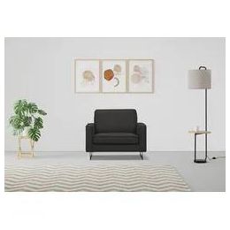 Loveseat Places of Style "Pinto 105 cm, Cord, Chenille, Lederoptik", grau (dunkelgrau), B:105cm H:85cm T:97cm, Kunstleder (65% Polyester, 35% Lederfasern);Cord (92% Polyester, 8% Polyamide), Sessel, mit Keder, Metallfüßen und auch in Cord Bezug erhältlich