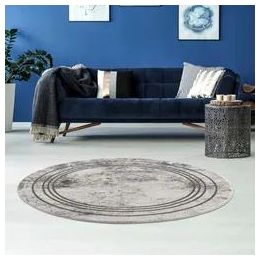 Teppich Carpet City "Noa 9341" Gr. 10, grau, H:11mm Ø:160cm, Kunstfaser, Teppiche, Kurzflor, Modern, Weicher For, Pflegeleicht