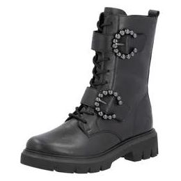Schnürstiefelette Remonte, Damen, Gr. 38, schwarz, Leder, Lederimitat, unifarben, Modisch, Schuhe, Blockabsatz, Herbstmode, Schnürboots mit Innenreißverschluss