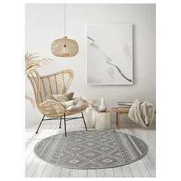 Teppich the carpet "Calgary round", grau, H:1mm Ø:120cm, Polypropylen, Teppiche, moderner robuster In und Outdoor Teppich