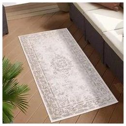 Outdoorteppich Carpet City "DUO RUG 5577", beige (creme), B:80cm H:5mm L:150cm, Obermaterial: 100% Polypropylen, Teppiche, Outdoorteppich, Wendeteppich Wetterfest In- & Outdoor, Balkon, Terrasse, Wohnzimmer