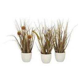 Kunstgras Creativ green "Grasbusch Düne", beige, H:26cm Ø:13cm, Kunststoff, Kunstpflanzen, als Set aus drei Ausführungen