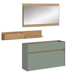 Garderoben-Set Inosign "EVRID, 3-teilig, Breite 140 cm, individuell hängbar & erweiterbar", salbei nb, artisan oak nb, B:172cm H:197cm T:32cm, Spanplatte, Kastenmöbel-Sets, Garderobenkombination, Garderobe, Wandgarderobe, Flur, Diele