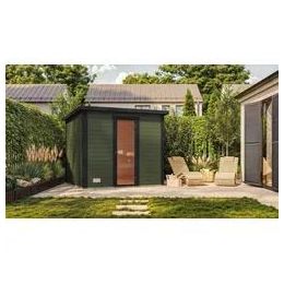 Saunahaus Weka "Kaapi 4", anthrazit, Bio-Kombiofen, externe Steuerung, 9 kW, Saunen, Blockbohlen aus Fichtenholz
