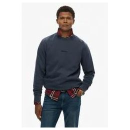 Sweatshirt Superdry "MICRO LOGO CREW", Herren, Gr. XXL, blau (blau knight), angeraute Sweatware, Obermaterial: 80% Baumwolle, 20% Polyester, unifarben, relaxed fit hüftlang, Rundhals, Rippbündchen, Sweatshirts