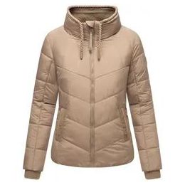 Steppjacke Navahoo "Liebesfee 14", Damen, Gr. M (38), grau (taupe), Obermaterial: 100% Polyester (recycelt), Futter: 100% Polyester (recycelt), Ärmelfutter: 100% Polyester (recycelt), Wattierung: 100% Polyester (recycelt), modisch, figurumspielend hüftbedeckend, hoch geschlossener Ausschnitt, Langarm Ärmel ohne Ärmelschlitz Rippstrickbündchen, Jacken, gesteppte Damen Übergangsjacke mit wattiertem 