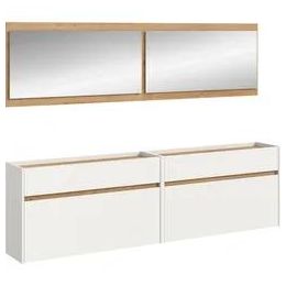 Garderoben-Set Inosign "EVRID, 4-teilig, Breite 220 cm, individuell hängbar & erweiterbar", weiß nb, artisan oak nb, B:220cm H:192cm T:32cm, Spanplatte, Kastenmöbel-Sets, Garderobenkombination, Garderobe, Wandgarderobe, Flur, Diele