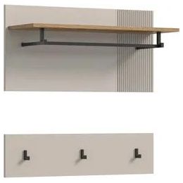 Garderobenpaneel Inosign "EDIL, Breite 80cm, 2-teilig, Hakenleiste & Paneel", kaschmir, evoke oak nachbildung, B:80cm H:80cm T:28cm, Holzwerkstoff, Garderobenpaneele, Paneel, Garderobe, Wandboard, Ablage, Wandpaneel