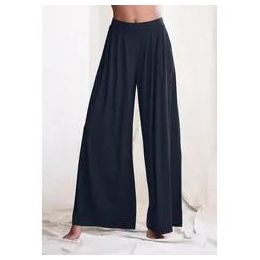 Schlupfhose Lascana "Extra Weit", Damen, Gr. 52/54, N-Gr, marine, Single Jersey, Obermaterial: 93% Polyester, 7% Elasthan, unifarben, weit lang, Hosen, mit extraweit geschnittenen Beinen