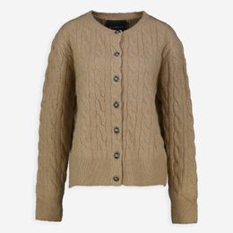 John Richmond Beigefarbener Strickjacke mit Logo-Detail