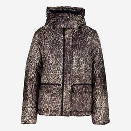 Cream Braun-schwarze Pufferjacket mit Leopardenmuster