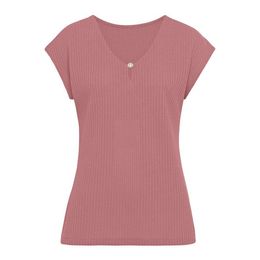 Lascana Kurzarmshirt 'mit Zierperle' mehrfarbig Gr. 32/34 für Damen. Mit Rundhals. Bequem. Nachhaltig.