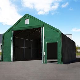 TOOLPORT 8x8m Zelthalle, PRIMEtex-Plane, dunkelgrün, mit Statik (Erduntergrund) - (48676)
