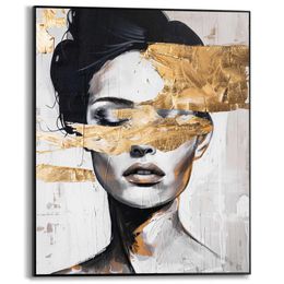 Poster Reinders "Stylish Lady", schwarz (farbe bild(er): schwarz), B:40cm H:50cm T:1,6cm, Bilder, Wohnzimmer - Schwarz - MDF - Gold - 40x50 cm