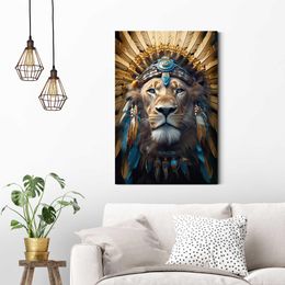 Deco-Panel Reinders "Ornament Lion", blau (farbe bild(er): blau), B:60cm H:90cm T:2cm, Holzwerkstoff, Bilder