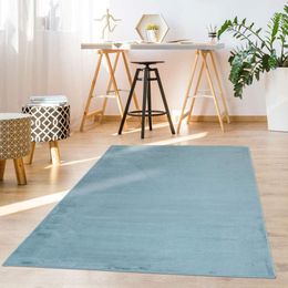 Hochflor-Teppich Carpet City "TOPIA 400", blau, B:80cm H:21mm L:150cm, Polyester, Teppiche, Kunstfell-Teppich mit Kaninchenfell-Optik, Haptik, Schlafzimmer