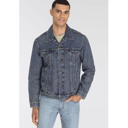 Levi's Jeansjacke LEVI'S "VINTAGE FIT TRUCKER JKT", Herren, Gr. XXL, blau (mid, blau), Denim/Jeans, Obermaterial: 100% Baumwolle, unifarben, hüftlang, Rundhals, 1-Knopf-Manschette, Jacken, mit Knopfleiste