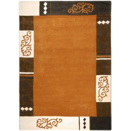 Wollteppich Theko "Ambadi" Gr. 1, braun, B:60cm H:14mm L:90cm, Schurwolle, Teppiche, reine Schurwolle, handgetuftet, mit Bordüre, modern