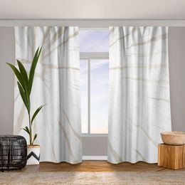 Vorhang Palmenblatt Silhouette auf Leinen - blickdichte Gardine Botanik Tropical Kunstdruck Wohnzimmer Schlafzimmer Küche Bad Badezimmer Beige