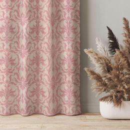 Vorhang Rosa Damast - blickdichte Gardine Illustration Muster Vintage Wohnzimmer Schlafzimmer K&uuml;che Bad Badezimmer Rosa