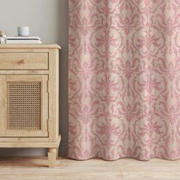 Bilderwelten Vorhang Rosa Damast - blickdichte Gardine Illustration Muster Vintage Wohnzimmer Schlafzimmer Küche Bad Badezimmer Rosa