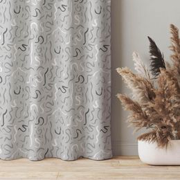 Vorhang Luftschlangen Muster - Grau - blickdichte Gardine Muster Wohnzimmer Schlafzimmer Küche Bad Badezimmer Grau
