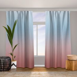 Vorhang Blau-Rosa Farbverlauf - blickdichte Gardine Abstrakt Wohnzimmer Schlafzimmer Küche Bad Badezimmer Jugendzimmer Blau