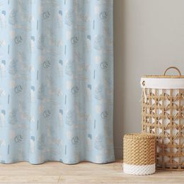 Vorhang Abstraktes Muster mit Palmblätter - Himmelblau - blickdichte Gardine Muster Blumen Floral Wohnzimmer Schlafzimmer Küche Bad Badezimmer Blau