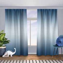 Vorhang Blauer Horizontaler Farbverlauf - blickdichte Gardine Abstrakt Wohnzimmer Schlafzimmer K&uuml;che Bad Badezimmer Jugendzimmer Blau