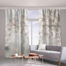 Vorhang Für immer Frühling - blickdichte Gardine Botanik Tropical Landhausstil Wohnzimmer Schlafzimmer Küche Bad Badezimmer Beige