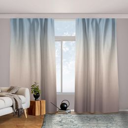 Vorhang Blau-Beige Farbverlauf - blickdichte Gardine Abstrakt Wohnzimmer Schlafzimmer K&uuml;che Bad Badezimmer Jugendzimmer Beige