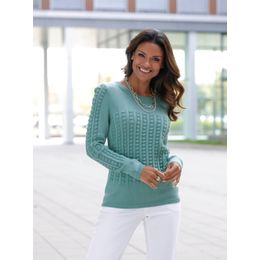 WITT Damen Langarm-Pullover mit 3D-Strickmuster, salbei, Gr&ouml;&szlig;e 50