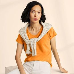 LANDS' END Shirt aus Baumwolle/Modal-Mix mit Ballett-Ausschnitt, Damen,  Orange, Baumwolle Modal, by Lands' End