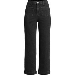 LANDS' END Soft Denim 7/8-Hose mit weitem Bein, Damen,  Schwarz, Baumwolle/Elasthan, by Lands' End