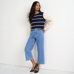 LANDS' END Soft Denim 7/8-Hose mit weitem Bein, Damen,  Blau, Baumwolle/Elasthan, by Lands' End