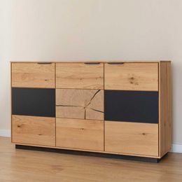 Pharao24.de Sideboard Kommode aus Eiche Massivholz mit Metallgriffen