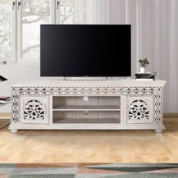Pharao24.de TV Board Fernsehtisch aus Massivholz mit Türen