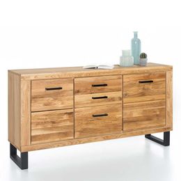 Pharao24.de Wohnzimmer Sideboard aus Wildeiche geölt Bügelgestell aus Metall