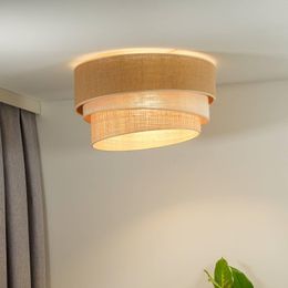 Euluna Deckenlampe Trio Jute, naturbraun/wei&szlig;/raffia &Oslash; 45 cm