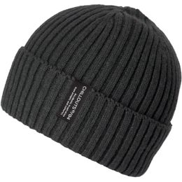 Beanie Chillouts "Juri Hat", Herren, grau (dunkelgrau), Rippstrick, Baumwollmischung, unifarben, Mützen, Mit breitem Umschlag