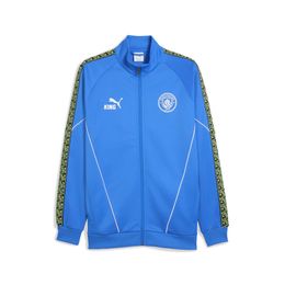 Sweatjacke Puma "Manchester City KING Anthem Jacke Herren", Herren, Gr. XXL, hyperlink blau pro grün, Obermaterial: 37% Baumwolle, 63% Polyester; Taschenfutter: 100% Polyester; Rippe: 93% Polyester, 7% Elasthan; Besatz: 100% Polyester, Sweatjacken