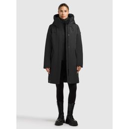 Kurzmantel Khujo "WEDELIA WITH INNER JACKET", Damen, Gr. M, schwarz, 55% Baumwolle, 45% Polyester, unifarben, eingesetzt Rippstrickbündchen mit Windstopper, Mäntel