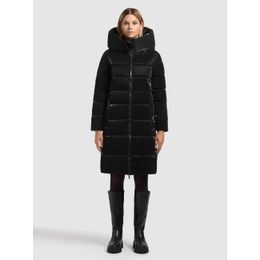 Steppmantel Khujo "JILIAS6 SHINY", Damen, Gr. L, schwarz, 100% Polyester, unifarben, eingesetzt elastischer Bund mit Windstopper, Mäntel