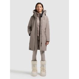 Kurzmantel Khujo "WEDELIA WITH INNER JACKET", Damen, Gr. M, greige, 55% Baumwolle, 45% Polyester, unifarben, eingesetzt Rippstrickbündchen mit Windstopper, Mäntel