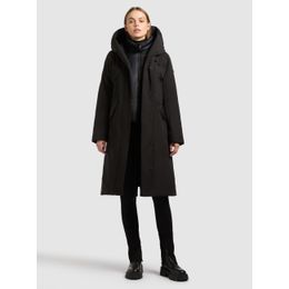 Wintermantel Khujo "IXIA", Damen, Gr. L, schwarz, Canvas, 55% Baumwolle, 45% Polyester, unifarben, Raglanärmel Rippstrickbündchen mit Windstopper, Mäntel